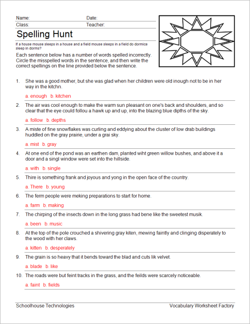 Vocabulary Worksheet Factory | Schoolhouse Tech